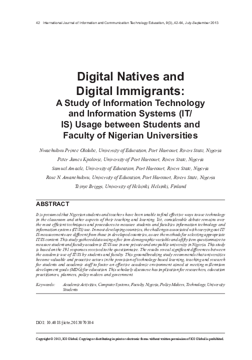 (PDF) Digital Natives and Digital Immigrants