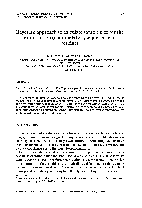 (PDF) Bayesian approach to calculate sample size for the examination of animals for the presence ...