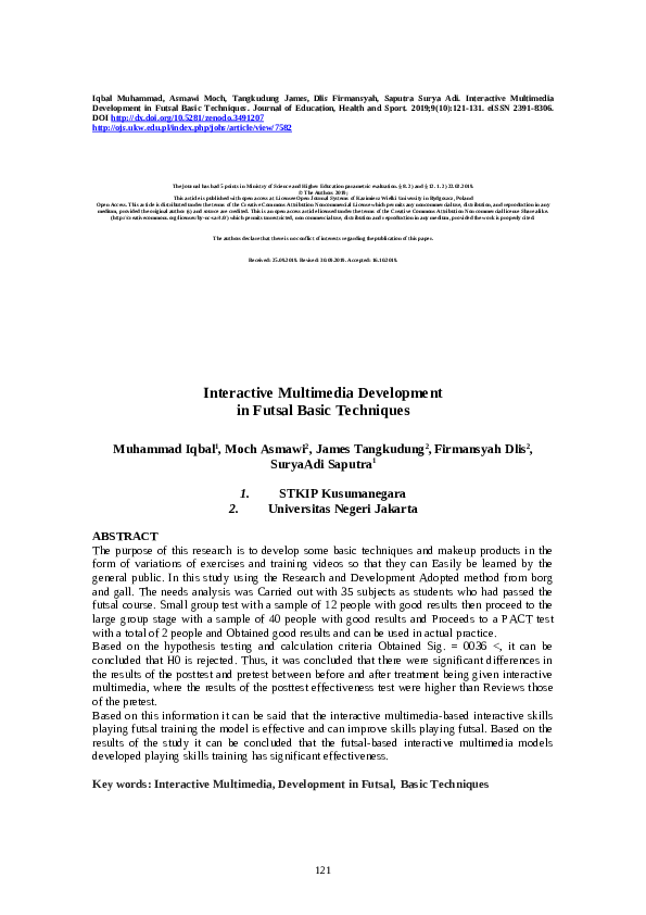 (PDF) Interactive Multimedia Development in Futsal Basic Techniques | Firmansyah Dlis - Academia.edu