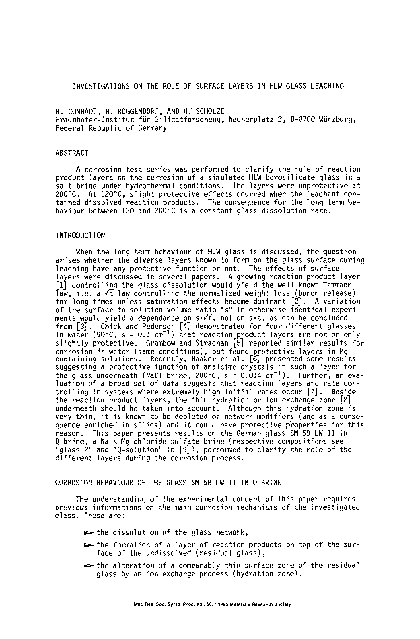 (PDF) Investigations on the Role of Surface Layers in HLW Glass Leaching
