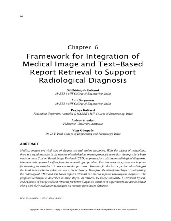 (PDF) Framework for Integration of Medical Image and Text-Based Report Retrieval to Support ...