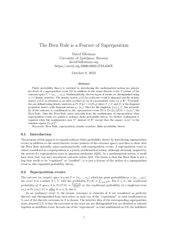 (PDF) The Born Rule is a Feature of Superposition