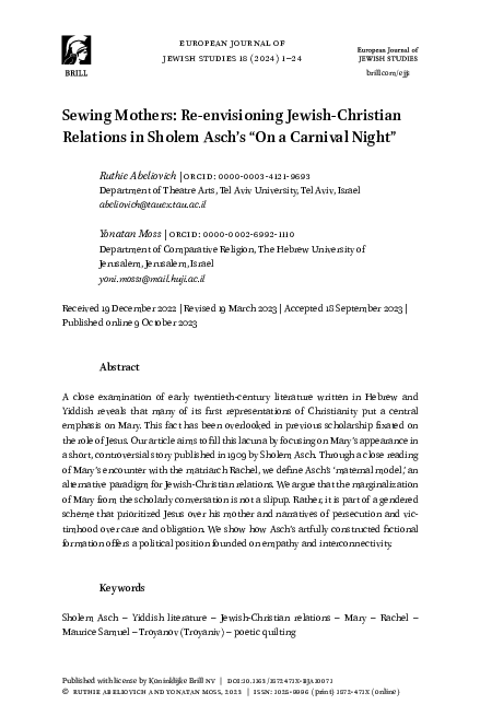(PDF) Sewing Mothers: Re-envisioning Jewish-Christian Relations in ...