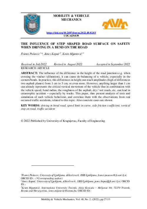 (PDF) Tthe Influence of Step Shaped Road Surface on Safety When Driving ...