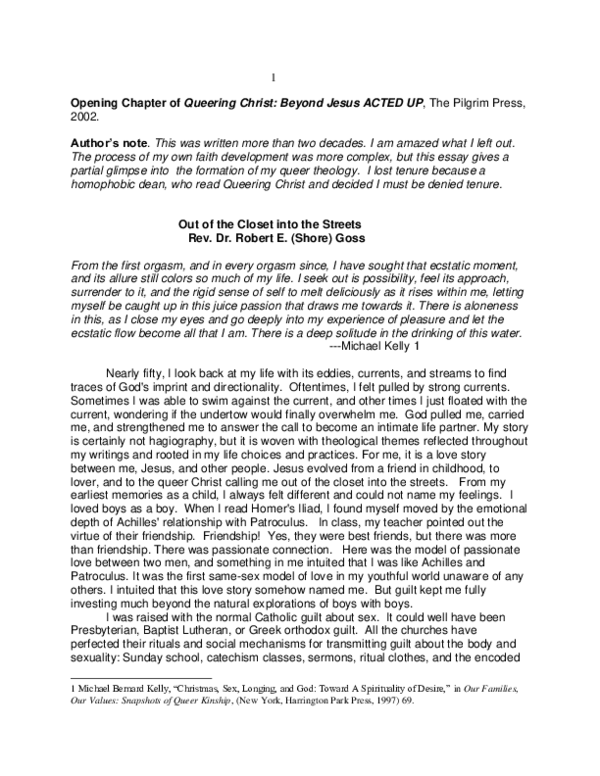 (PDF) Opening Chapter of Queering Christ: Beyond Jesus ACTED UP, The Pilgrim Press, 2002