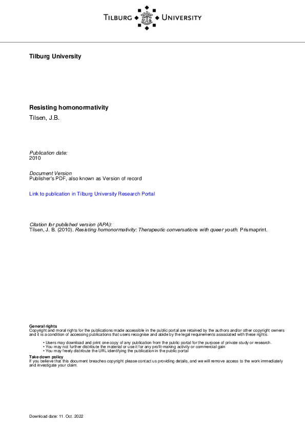 (PDF) Resisting homonormativity : Therapeutic conversations with queer ...