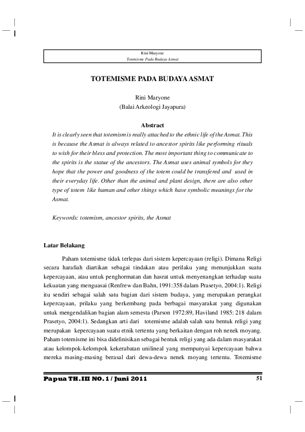 (PDF) Totemisme Pada Budaya Asmat