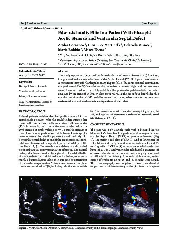 (PDF) Edwards Intuity Elite In a Patient With Bicuspid Aortic Stenosis ...