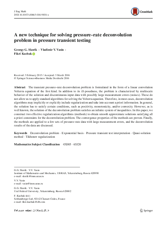 Pdf A New Technique For Solving Pressure Rate Deconvolution Problem In Pressure Transient Testing