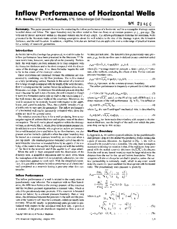 (PDF) Inflow Performance of Horizontal Wells