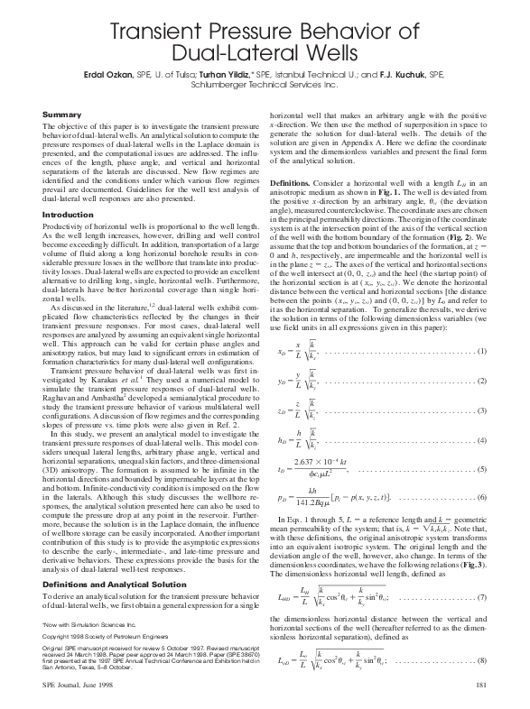 (PDF) Transient Pressure Behavior of Dual-Lateral Wells | Fikri Kuchuk ...