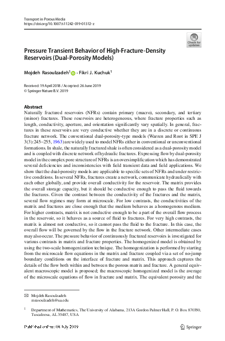 (PDF) Pressure Transient Behavior of High-Fracture-Density Reservoirs (Dual-Porosity Models)