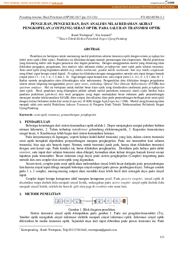 (PDF) Pengujian, Pengukuran, Dan Analisis Nilai Redaman Akibat ...