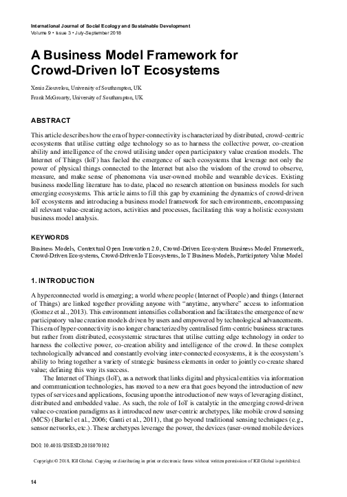 (PDF) A Business Model Framework for Crowd-Driven IoT Ecosystems | Xenia Ziouvelou - Academia.edu