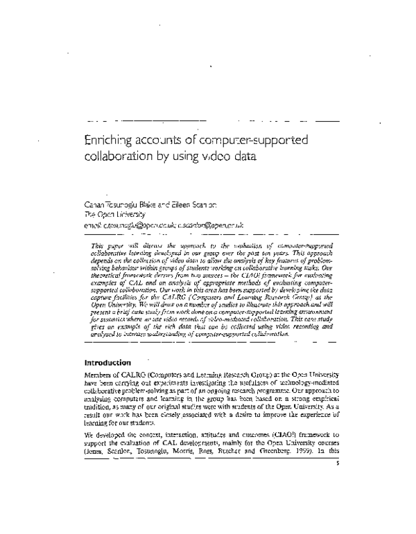 (PDF) Enriching accounts of computer-supported collaboration by using ...