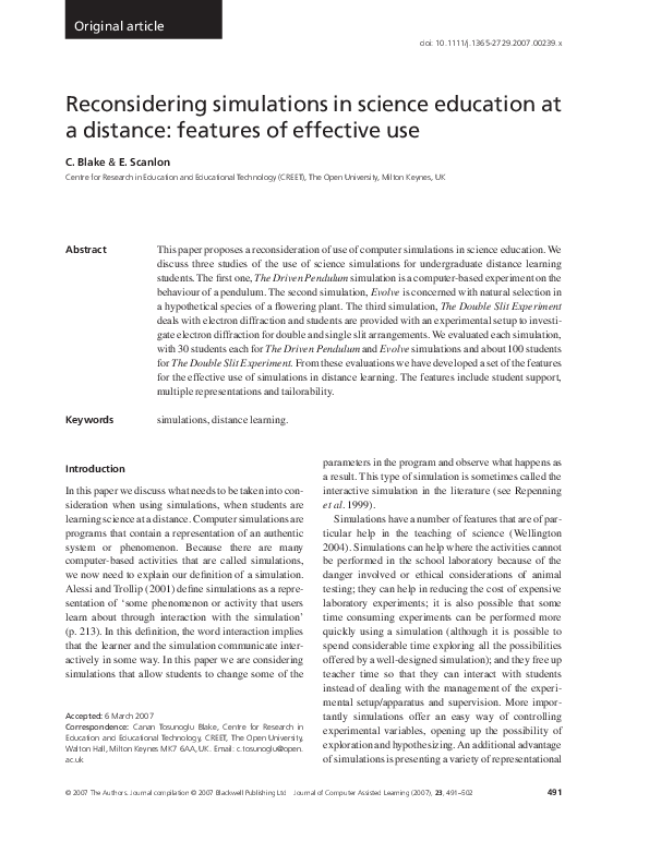 (PDF) Reconsidering simulations in science education at a distance ...