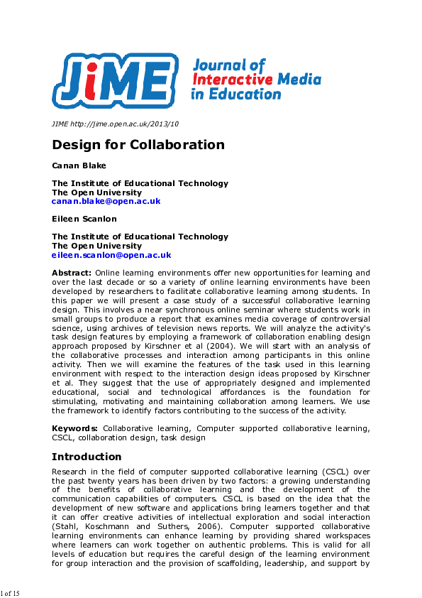 (PDF) Design for Collaboration | Eileen Scanlon - Academia.edu