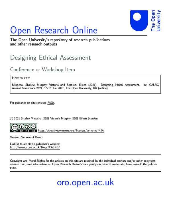 (PDF) Designing Ethical Assessment | Eileen Scanlon - Academia.edu