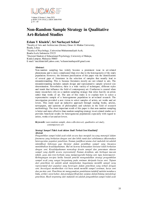 (PDF) Non-Random Samples as a Data Collection Tool in Qualitative Art ...