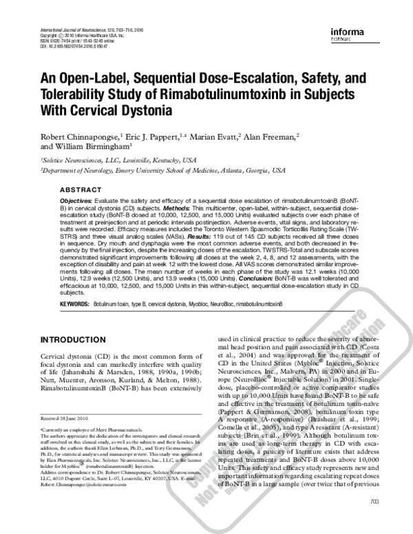 (PDF) An Open-Label, Sequential Dose-Escalation, Safety, and Tolerability Study of ...