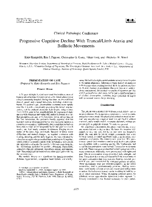 (PDF) Progressive cognitive decline with truncal/limb ataxia and ...