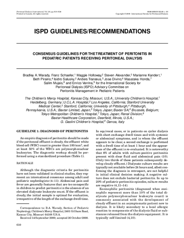 (PDF) ISPD GUIDELINES/RECOMMENDATIONS Consensus Guidelines for the ...