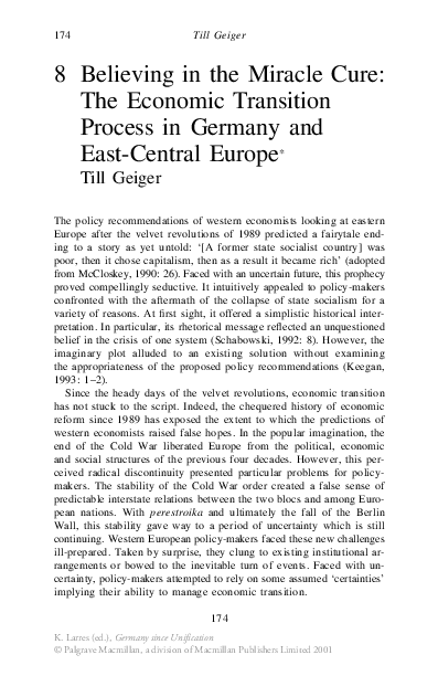 (PDF) Believing in the Miracle Cure: The Economic Transition Process in ...