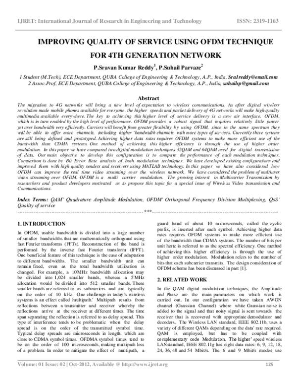 (PDF) Improving Quality of Service Using Ofdm Technique for 4TH ...