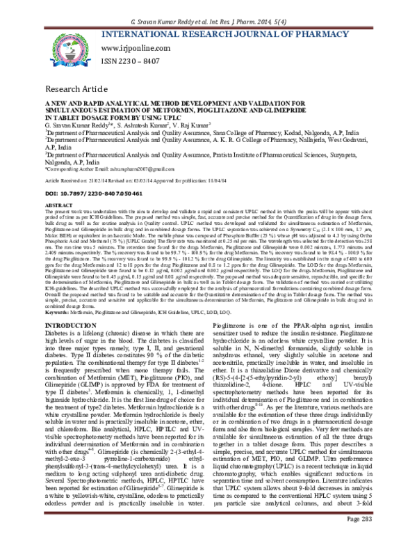 Pdf A New And Rapid Analytical Method Development And Validation For
