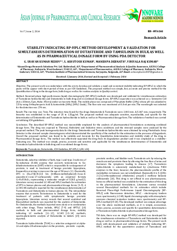 (PDF) Stability Indicating RP-HPLC Method Development & Validation for Simultaneous ...