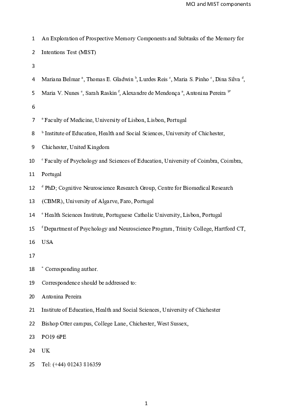 Doc An Exploration Of Prospective Memory Components And Subtasks Of The Memory For Intentions