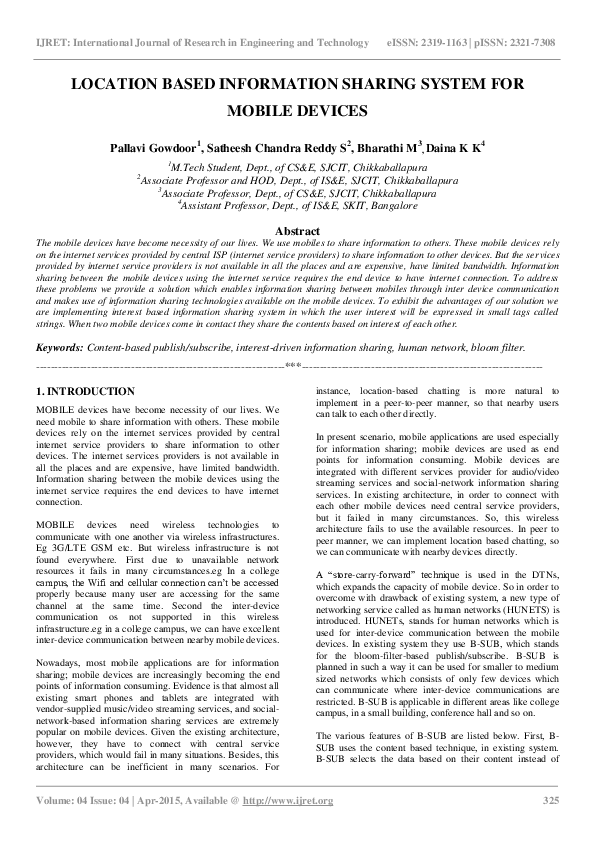(PDF) Location Based Information Sharing System for Mobile Devices