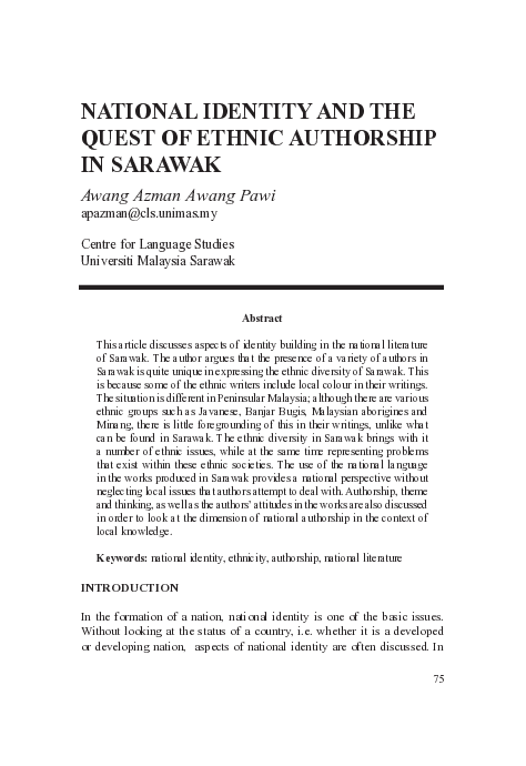 (PDF) National Identity and the Quest of Ethnic Authorship in Sarawak ...
