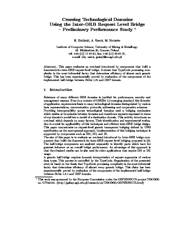 (PDF) Crossing technological domains using the inter-ORB request level bridge — preliminary ...
