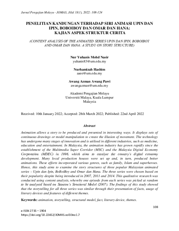 (PDF) Penelitian Kandungan Terhadap Siri Animasi Upin Dan Ipin ...
