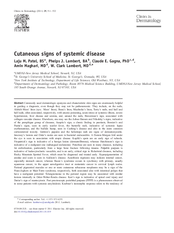 (PDF) Cutaneous signs of systemic disease