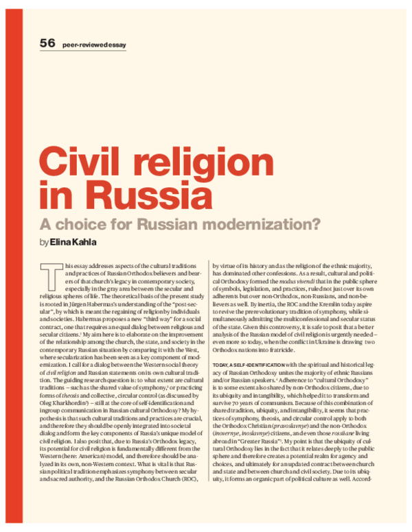 (PDF) Civil religion in Russia A choice for Russian modernization