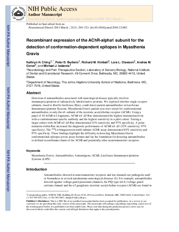 (PDF) Characterization of an anti-fetal AChR monoclonal antibody isolated from a myasthenia ...