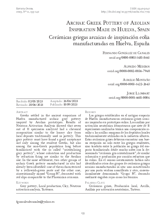 (PDF) Archaic Greek Pottery of Aeolian Inspiration Made in Huelva ...