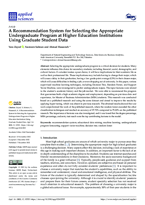 (PDF) A Recommendation System for Selecting the Appropriate ...
