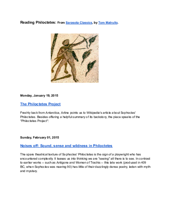 (PDF) Reading Philoctetes: From Sarasota Classics, by