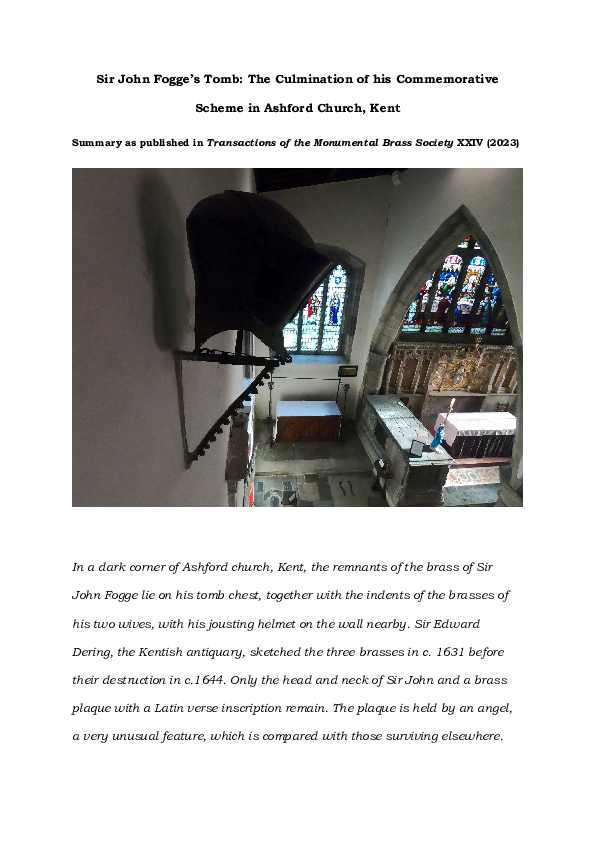 (DOC) Sir John Fogge's Tomb: The Culmination of his Commemorative ...