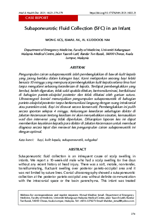 (PDF) Subaponeurotic Fluid Collection (SFC) in an Infant