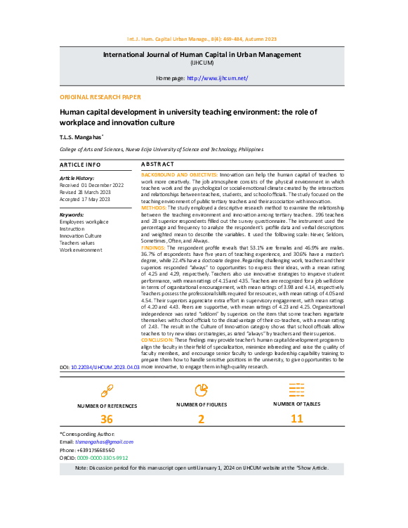 (PDF) Human capital development in university teaching environment: the ...