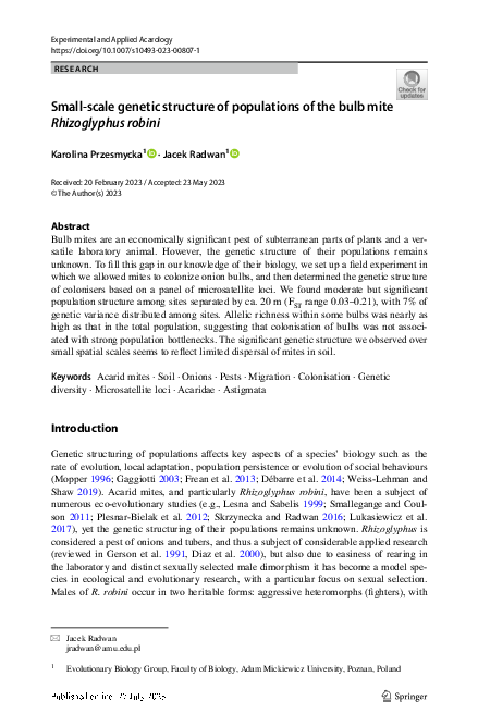 (PDF) Small-scale genetic structure of populations of the bulb mite ...