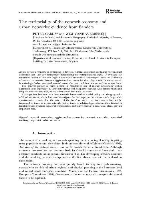 (PDF) The territoriality of the network economy and urban networks ...