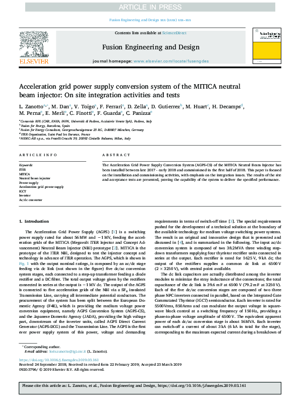 (PDF) Acceleration grid power supply conversion system of the MITICA ...