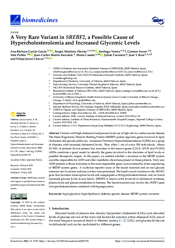 (PDF) A Very Rare Variant in SREBF2, a Possible Cause of ...