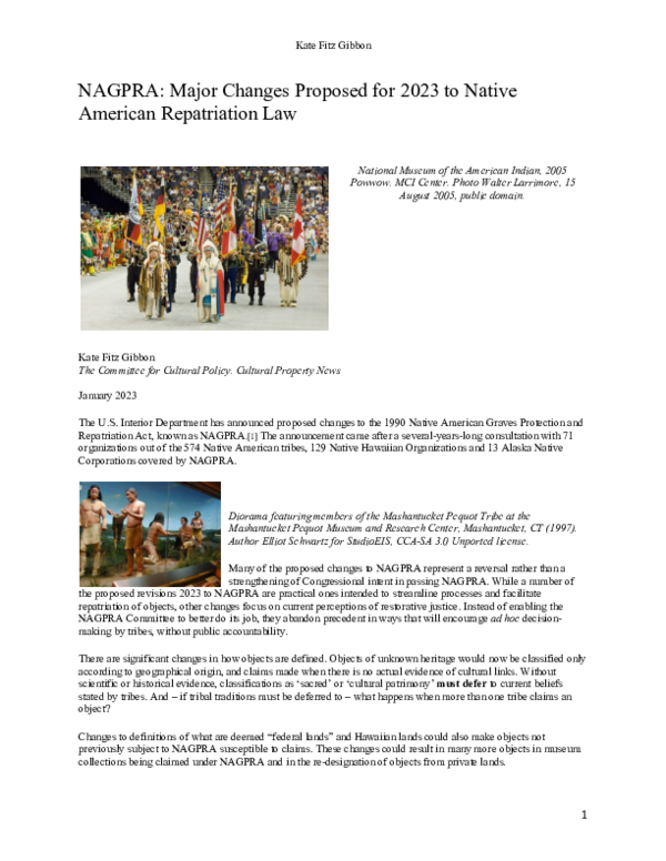 (PDF) NAGPRA: Major Changes Proposed for 2023 to Native American ...