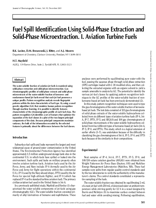 (PDF) Fuel Spill Identification Using Solid-Phase Extraction and Solid ...